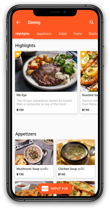Dishes: App to create online menu and take orders.